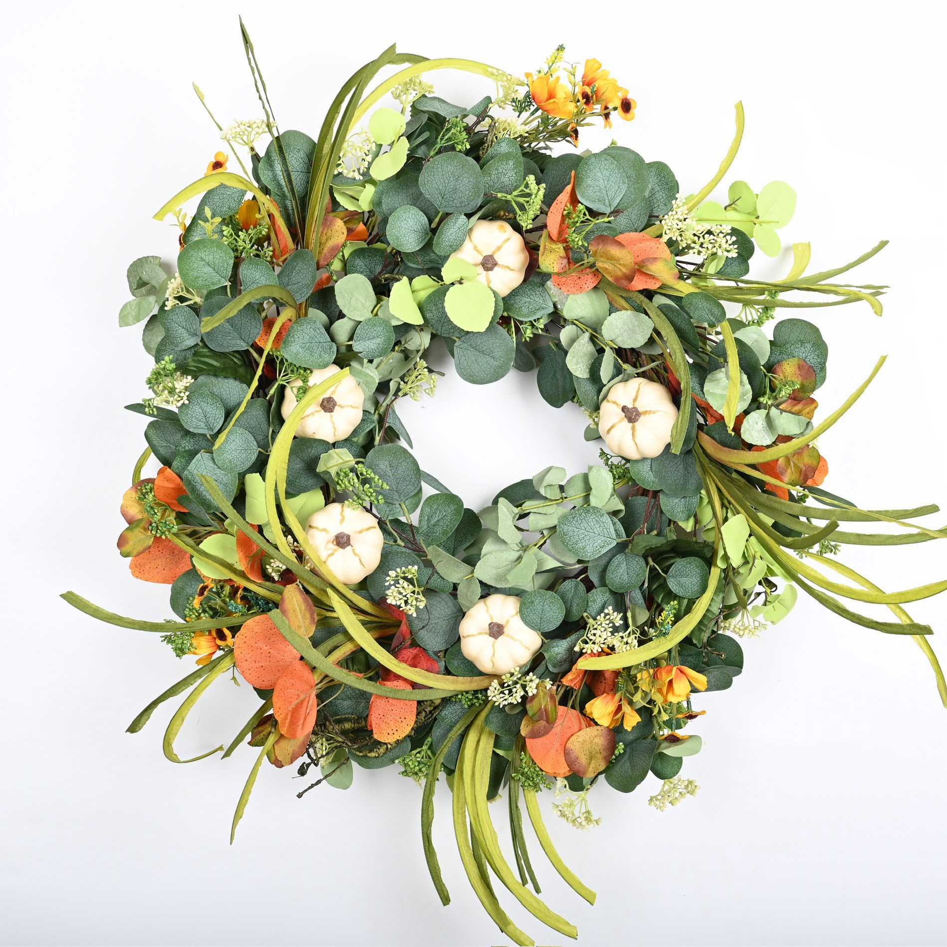 The Holiday Aisle® 26" Handcrafted Pumpkin Fall Autumn Thanksgiving Day Wreath & Reviews | Wayfair